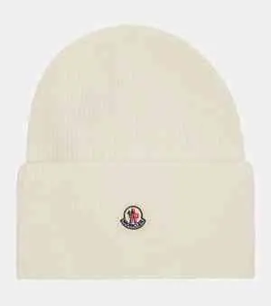 Moncler Ribbed-knit Virgin Wool Beanie - White