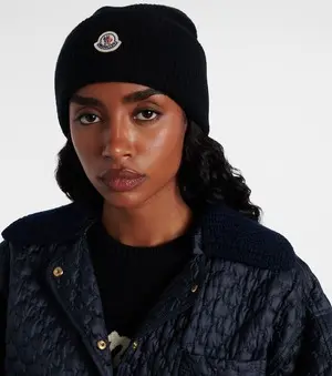 Moncler Ribbed-knit Virgin Wool Beanie - Black