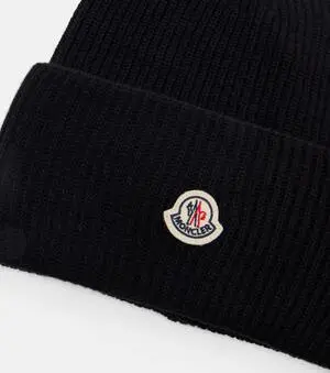 Moncler Ribbed-knit Virgin Wool Beanie - Black