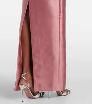 Solace London Kira Draped One-shoulder Satin Gown - Pink
