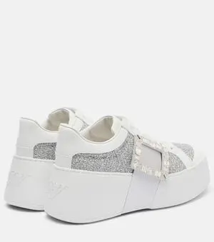 ROGER VIVIER Viv' Skate Embellished Sneakers - Silver