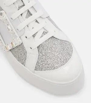 ROGER VIVIER Viv' Skate Embellished Sneakers - Silver