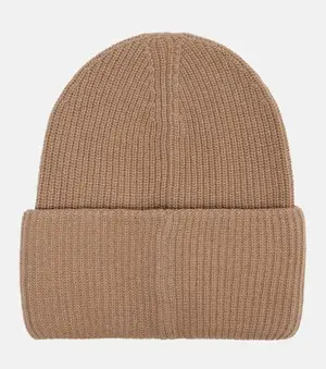 Moncler Ribbed-knit Virgin Wool Beanie - Beige
