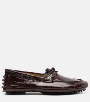 Le Monde Beryl Coco Croc-effect Leather Driving Shoes
