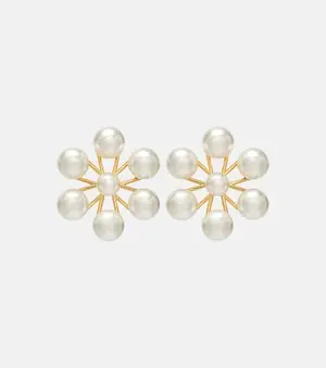 Oscar De La Renta Floral Faux Pearl Earrings - Gold