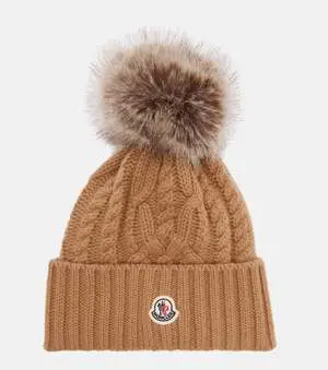 Moncler Logo Wool And Cashmere Beanie - Beige