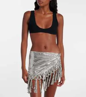 Rabanne Chainmail Leather-trimmed Miniskirt