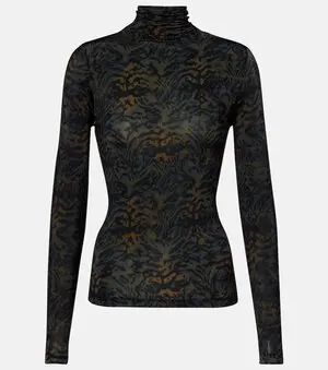 Ulla Johnson Aurelia Printed Jersey Turtleneck Top - Multicoloured