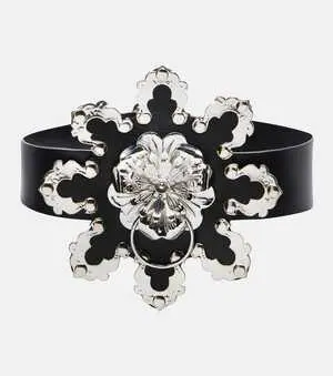 Blumarine Floral Leather Belt - Black