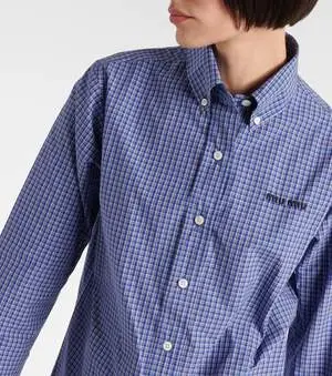 Miu Miu Logo Cotton Poplin Shirt - Blue