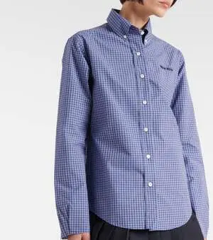 Miu Miu Logo Cotton Poplin Shirt - Blue