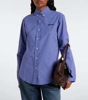 Miu Miu Logo Cotton Poplin Shirt - Blue