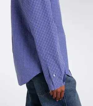 Miu Miu Logo Cotton Poplin Shirt - Blue