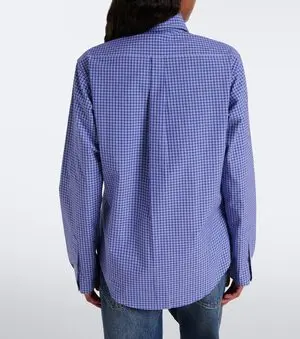 Miu Miu Logo Cotton Poplin Shirt - Blue