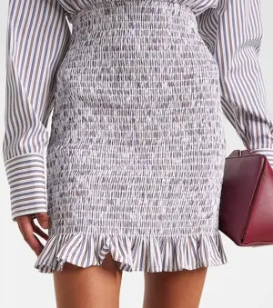 Attico Striped Ruched Cotton Shirt Dress