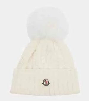 Moncler Cable-knit Wool And Cashmere Beanie - White