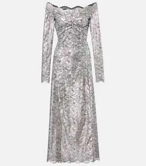 Rabanne Metallic-effect Lace Maxi Dress