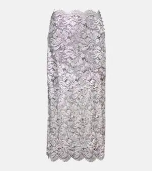 Rabanne Metallic-effect Lace Midi Skirt