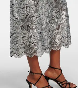 Rabanne Metallic-effect Lace Midi Skirt