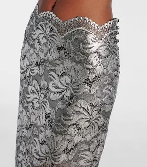 Rabanne Metallic-effect Lace Midi Skirt