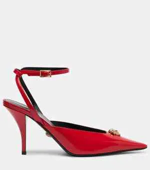 Versace La Medusa 85 Leather Slingback Pumps
