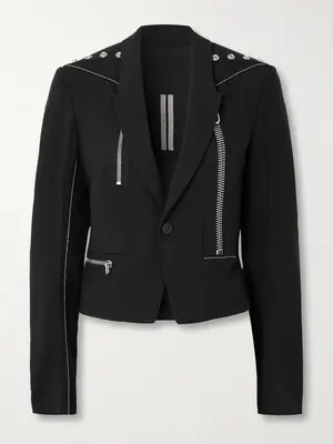 Rick Owens Alice Embellished Grain De Poudre Wool Jacket