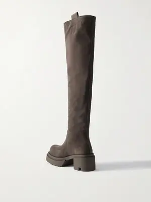 Rick Owens Wader Bogun Suede Over-the-knee Platform Boots