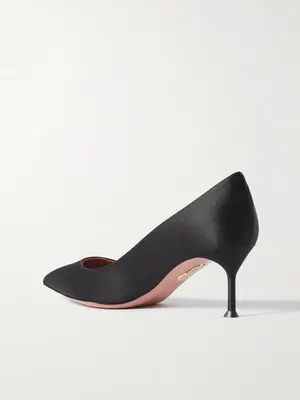 AQUAZZURA Purist 65 Satin Point-toe Pumps - Black