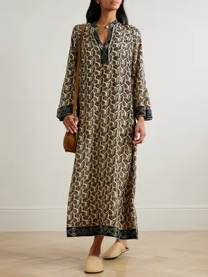 EMPORIO SIRENUSE Jenna Kamares Printed Silk-voile Kaftan