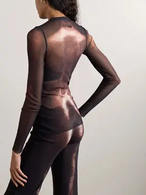 JEAN PAUL GAULTIER Body Dust Printed Mesh Top - Black