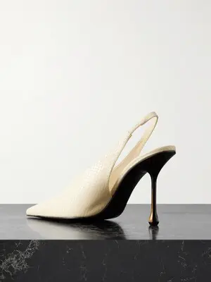 JIMMY CHOO Isa Snake-effect Leather Slingback Pumps