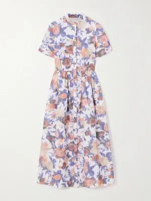 Erdem Floral-print Cotton-blend Taffeta Midi Dress