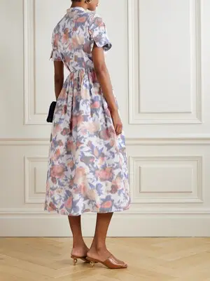 Erdem Floral-print Cotton-blend Taffeta Midi Dress