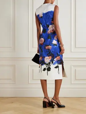 Erdem Printed Cotton-blend Faille Midi Dress - Blue