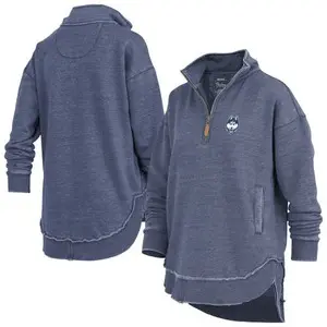 PRESSBOX Uconn Huskies Northfork Sojourn Poncho Quarter-zip Sweatshirt - Navy