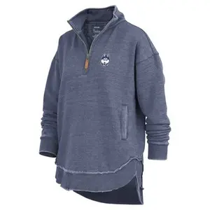PRESSBOX Uconn Huskies Northfork Sojourn Poncho Quarter-zip Sweatshirt - Navy
