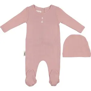 MANIÈRE Pointelle Footie And Hat Set - Mauve