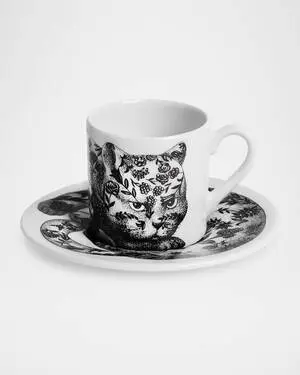 FORNASETTI High Fidelity Fiorata Coffee Cup - Blackwhite