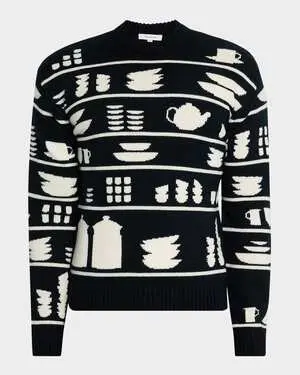 JW Anderson Crockery Jacquard Wool Sweater - Black White