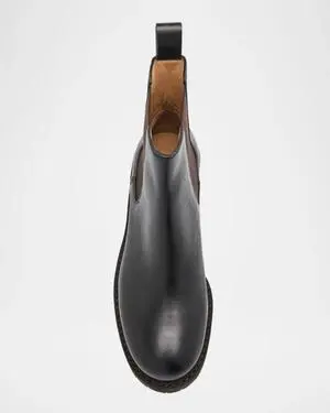 ODISSI Leather Lug-sole Chelsea Booties - Black