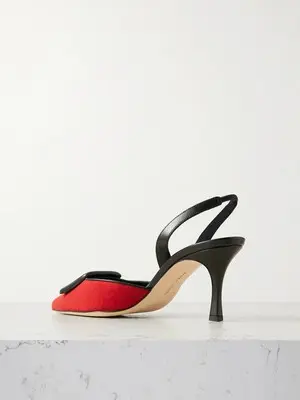 Manolo Blahnik Mayslibi 70 Buckled Slingback Pumps - Red