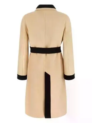 Valentino Garavani Belted Contrast-trim Coat - Neutrals