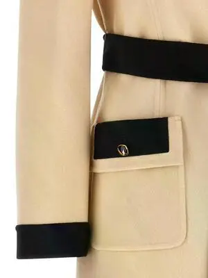 Valentino Garavani Belted Contrast-trim Coat - Neutrals