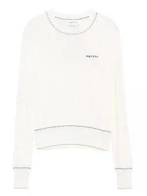 Alexander McQueen Logo-embroidered Ribbed-knit Top - White