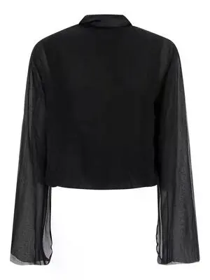 Alberta Ferretti V-neck Silk Blouse With Semi-sheer Sleeves