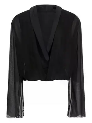 Alberta Ferretti V-neck Silk Blouse With Semi-sheer Sleeves