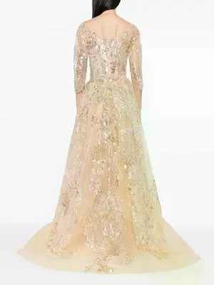 SAIID KOBEISY Sequin-embroidered Dress - Neutrals