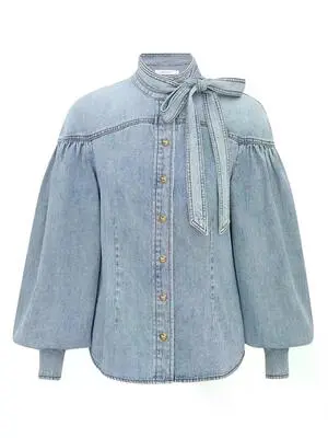 Zimmermann Denim Tie-neck Shirt