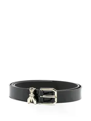 Patrizia Pepe Patent Leather Belt With Insect Buckle - Black