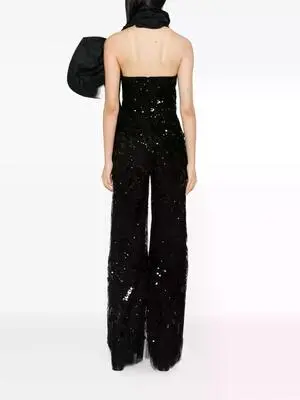 SAIID KOBEISY Strapless Sequin-embroidered Jumpsuit With Detachable Bow